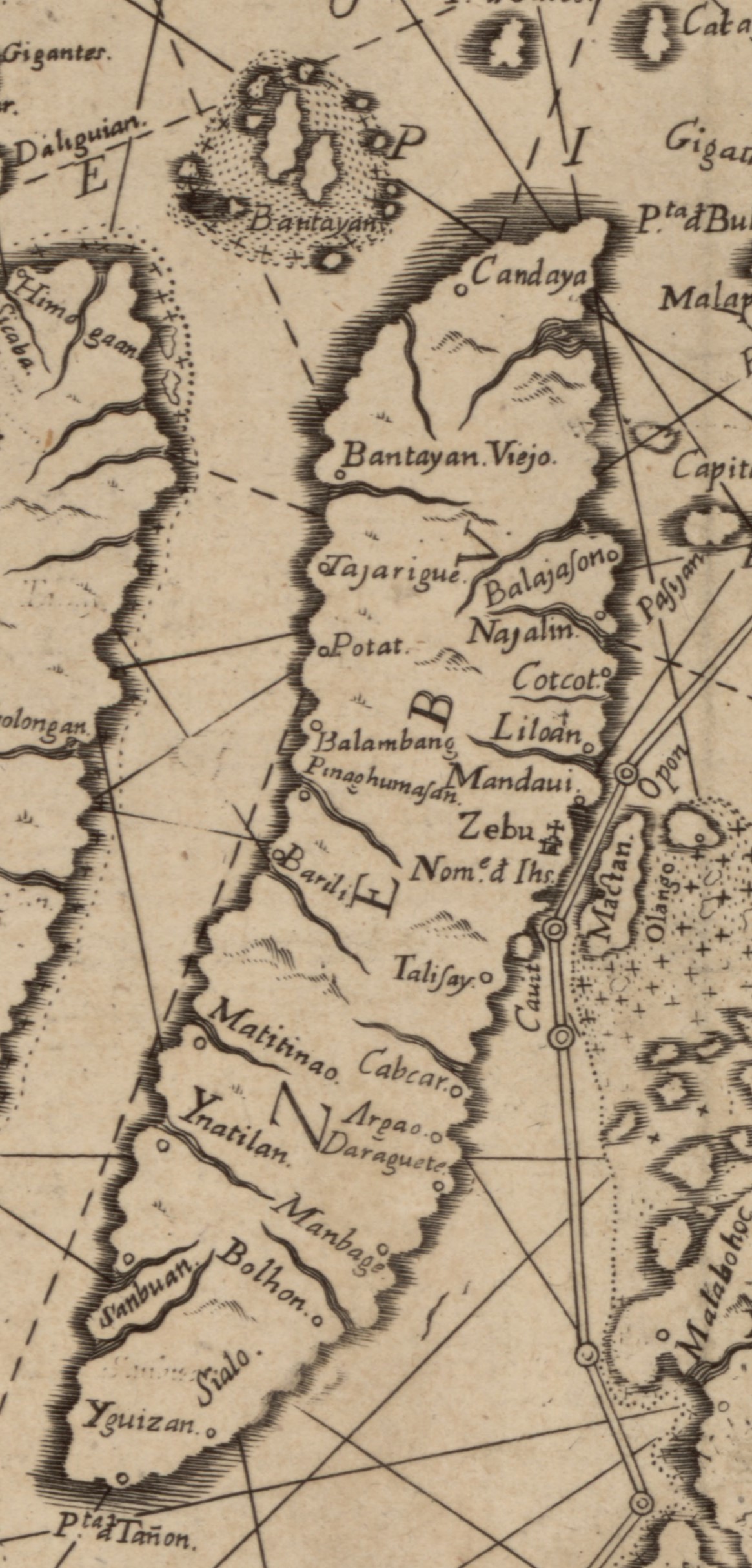Old Map Cebu: 1734 Murillo Velarde Map - UnknownCebu